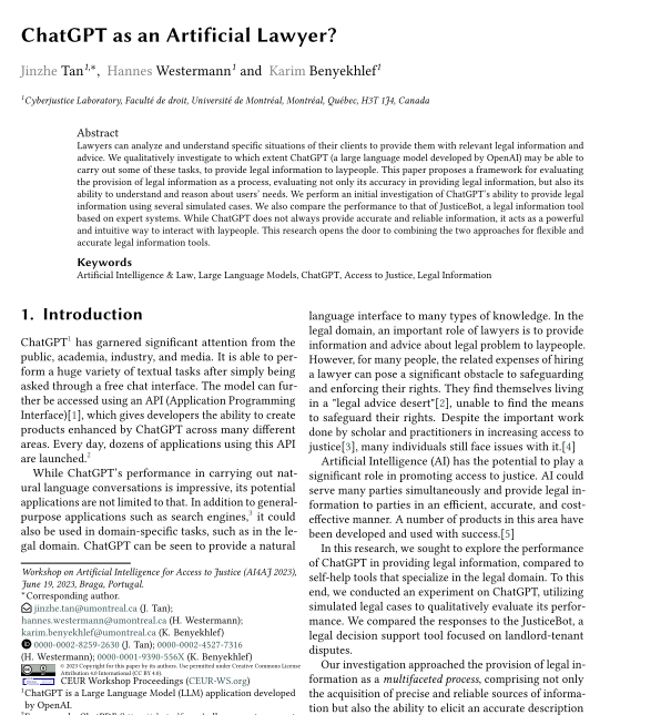 AI for Legal Help – Justice Innovation